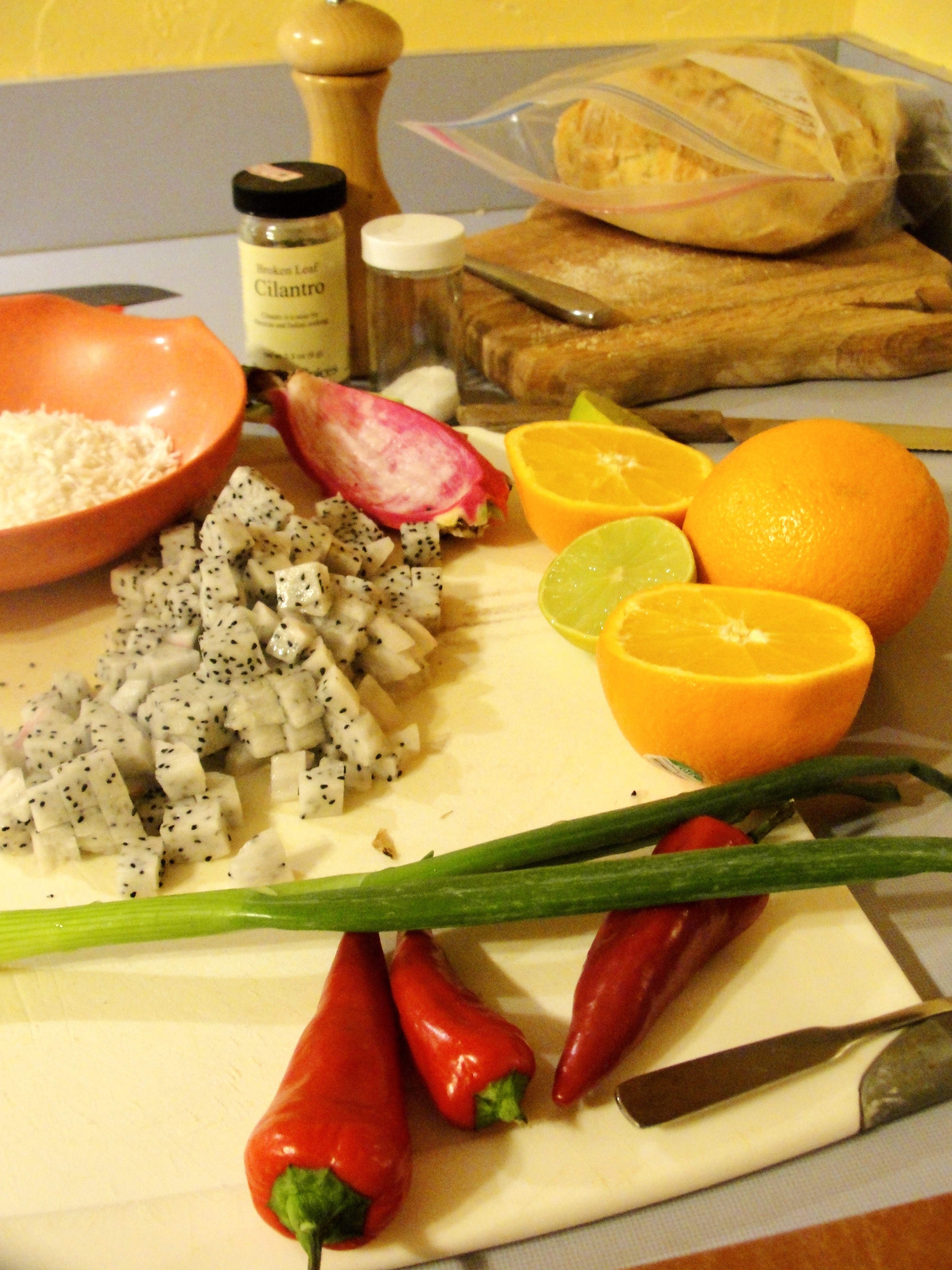 Coconut-Crusted Swordfish with Dragon Fruit Slaw | Kitchen Convivial